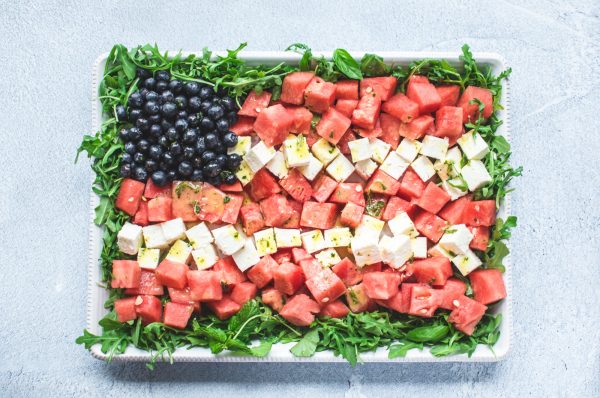 Red, White, and Blue Watermelon Flag Salad