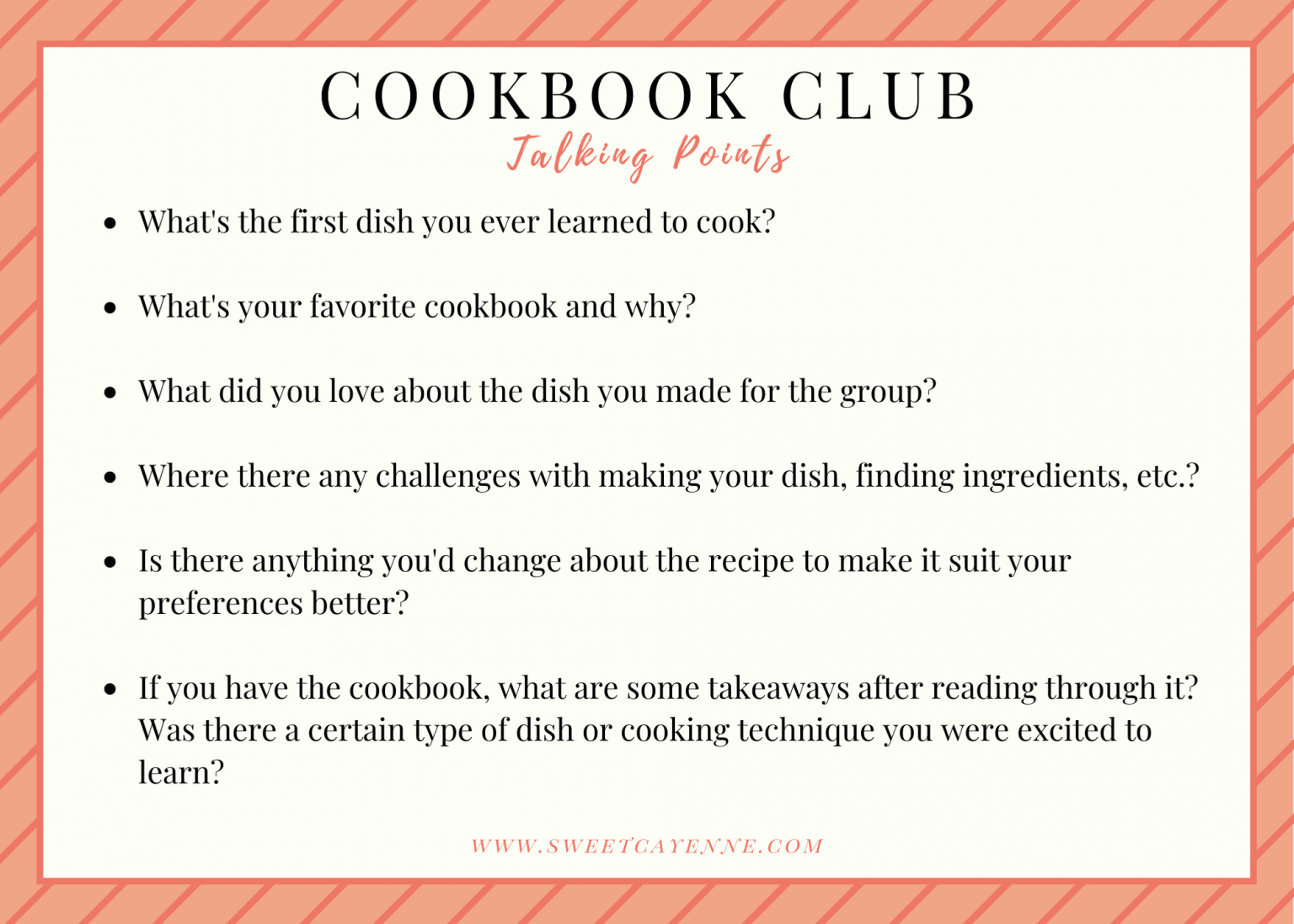 Sweet Cayenne Cookbook Club | Tips for Planning and Hosting